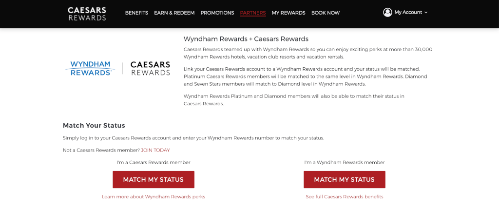 How to do a Caesars Rewards Status Match - Jeffsetter Travel